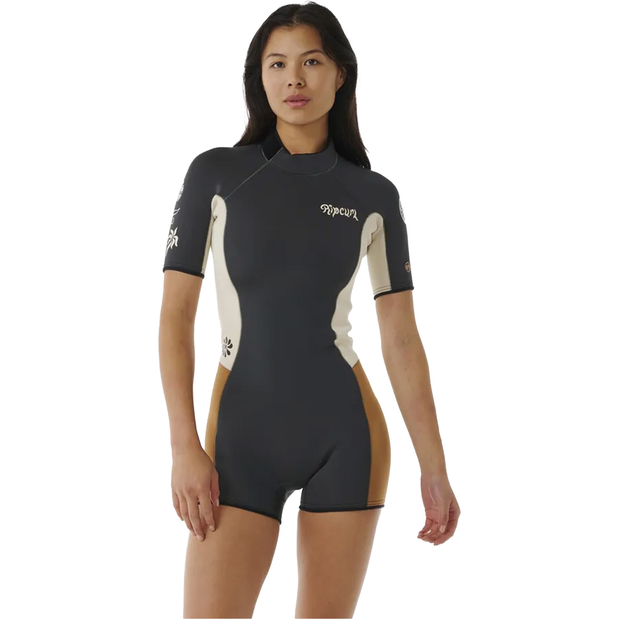 2024 Rip Curl Womens Dawn Patrol 2mm Back Zip Shorty Wetsuit 136WSP - Light Brown | Wetsuit Outlet